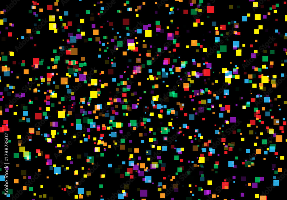 Abstract vector black background with many tiny confetti pieces ...