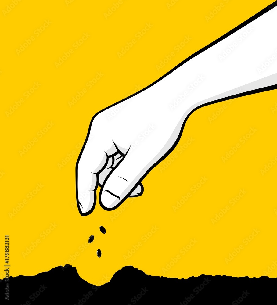 Man hand planting seed Stock Vector | Adobe Stock