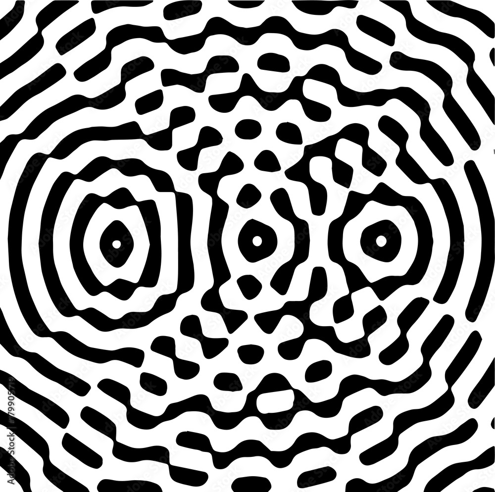 Radial waves with interference patterns, Black and white optical ...