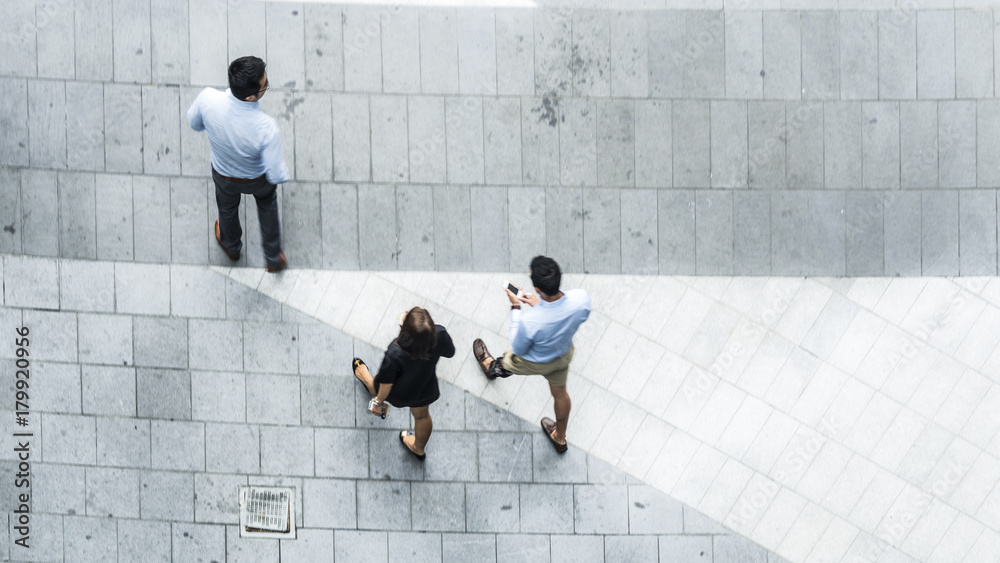 top view aerial of business people walk in pedestrian street Stock ...