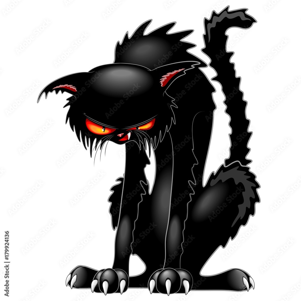Black Cat Evil Angry Funny Character Stock Vector | Adobe Stock