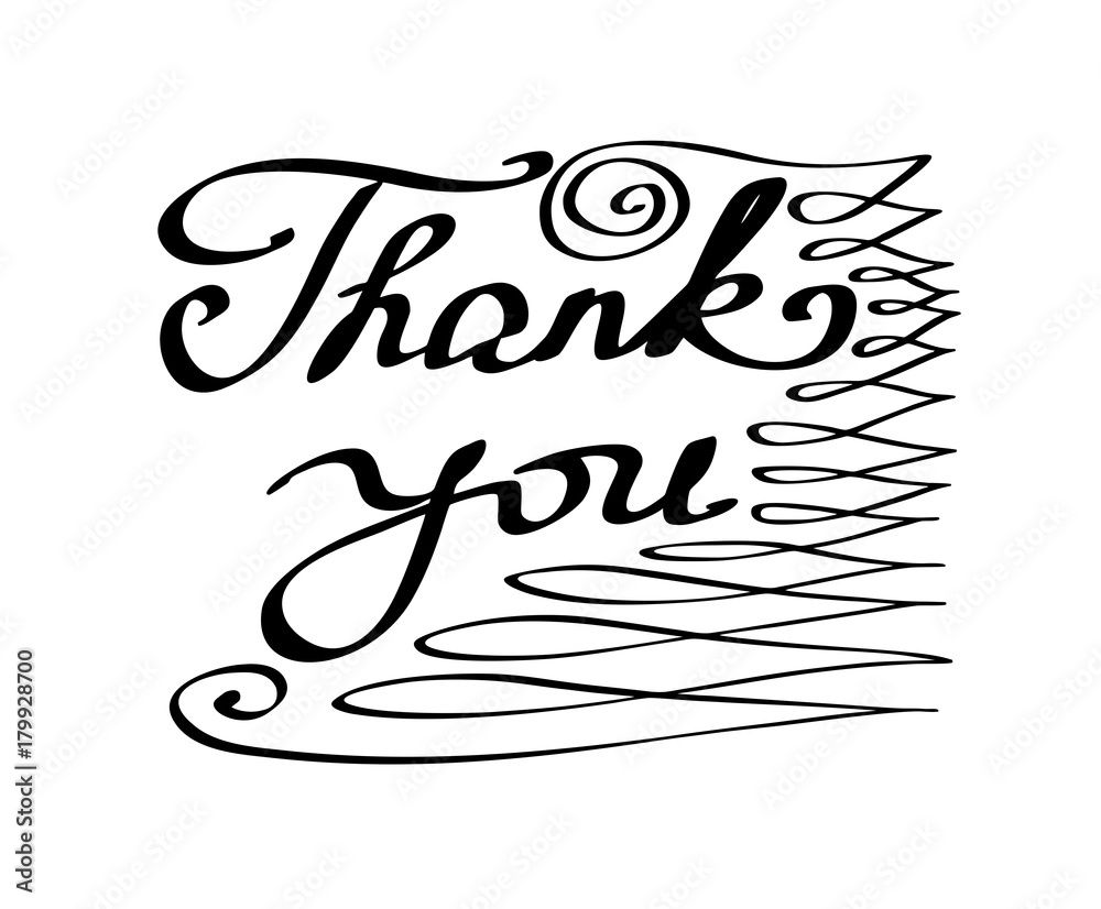 Vector of hand cursive writing letters written phrases as "Thank you ...