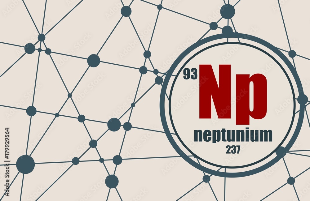 Neptunium chemical element. Sign with atomic number and atomic weight ...