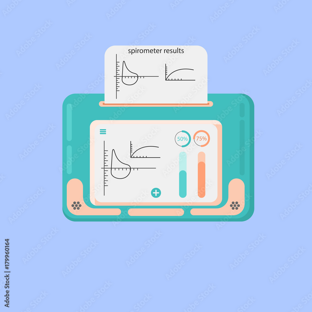Spirometer medical equipment. The device determines the volume of the ...