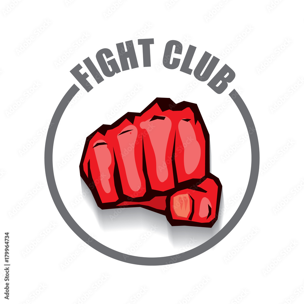 fight club vector logo with red man fist isolated on white background ...