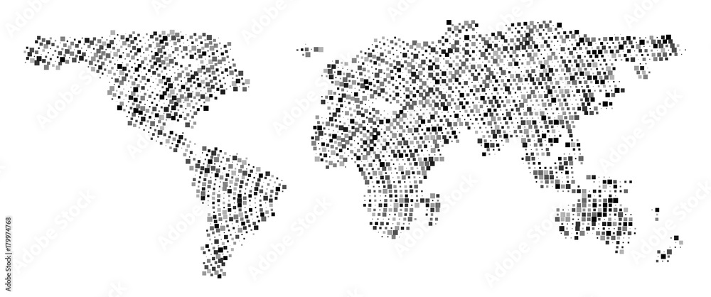 World map technology-style. Abstract World Map with square shapes for ...