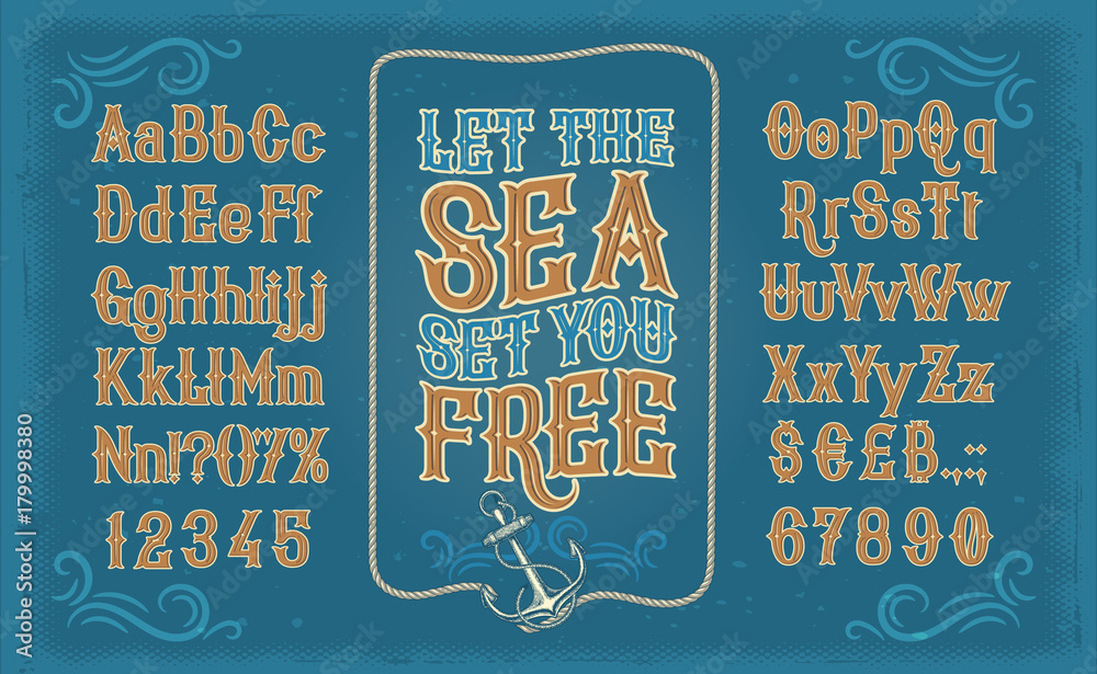 Vector retro white serif font, the Latin alphabet, numbers and symbols ...