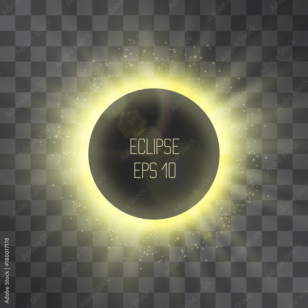 Eclipse miracle glowing vector golden spotlight effect, star floodlight ...