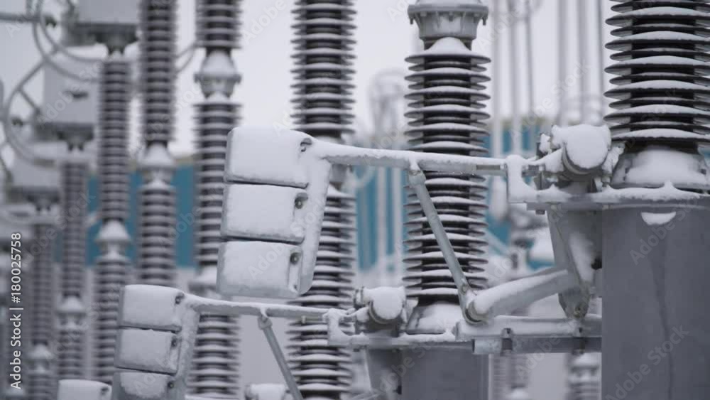 Switchgears and switches in a power plant with steel structure. Power ...