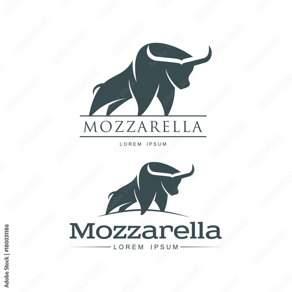Buffalo mozzarella italian cheese brand, logo design icon pictrogram ...