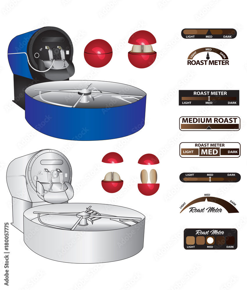 Coffee Roaster, Coffee Cherry, Coffee Beans and Coffee Roast Meter ...