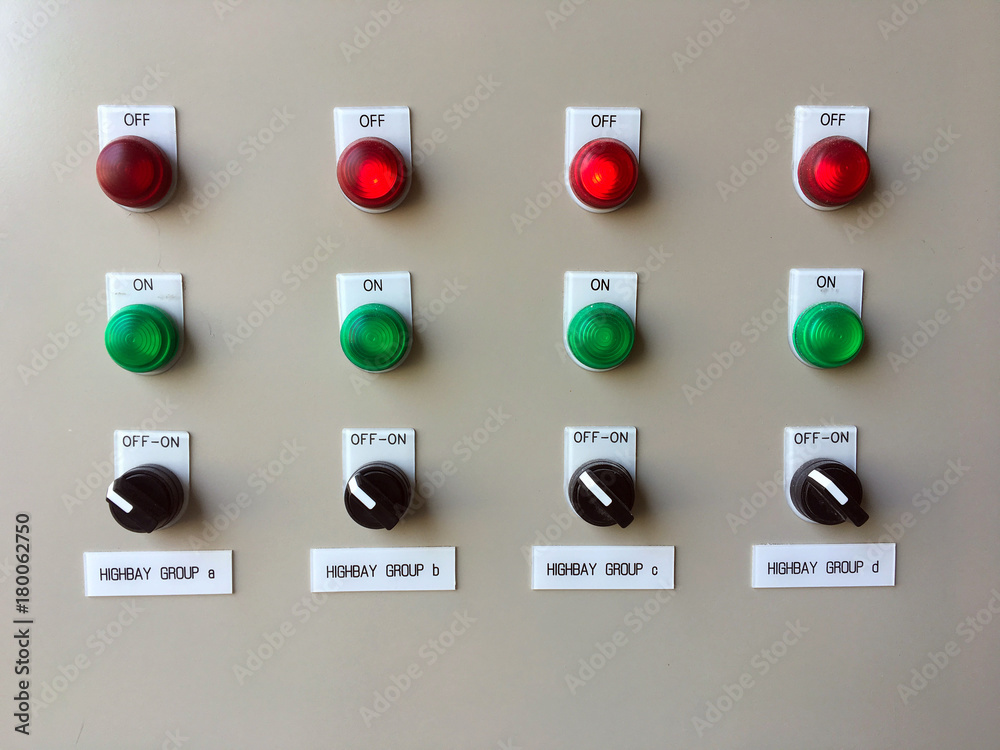 Electrical panel display and light bottom switch in heavy industrial ...