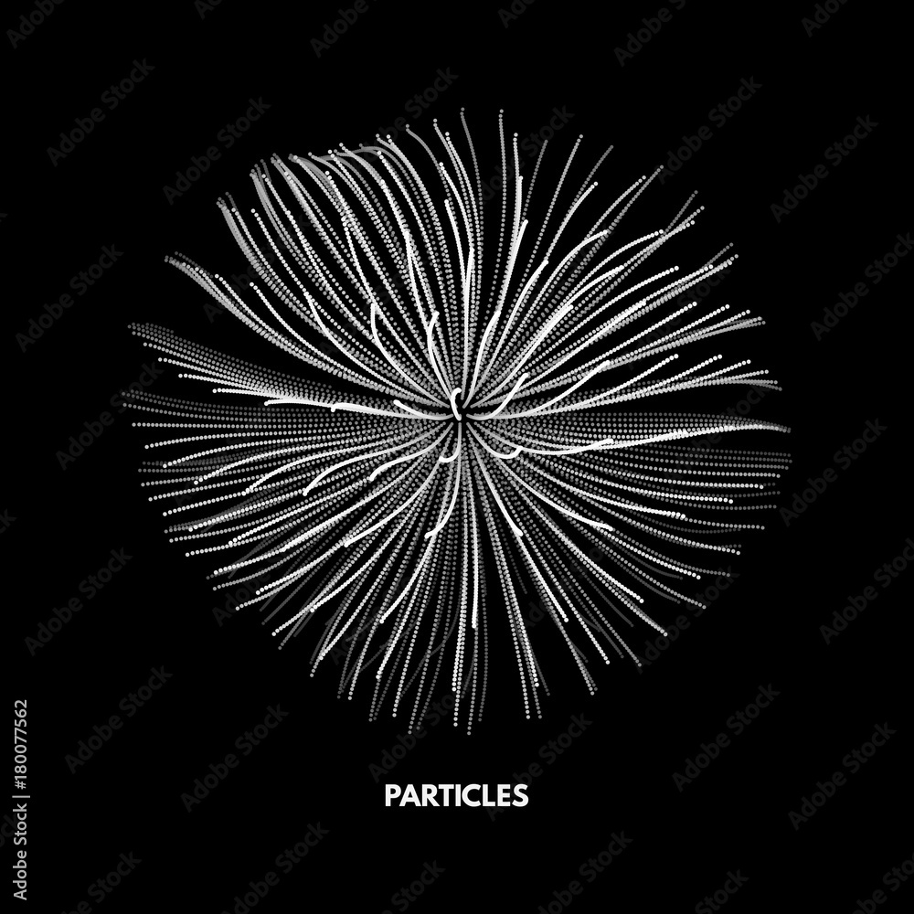 3d abstract sphere. Array with dynamic particles. Modern science and ...