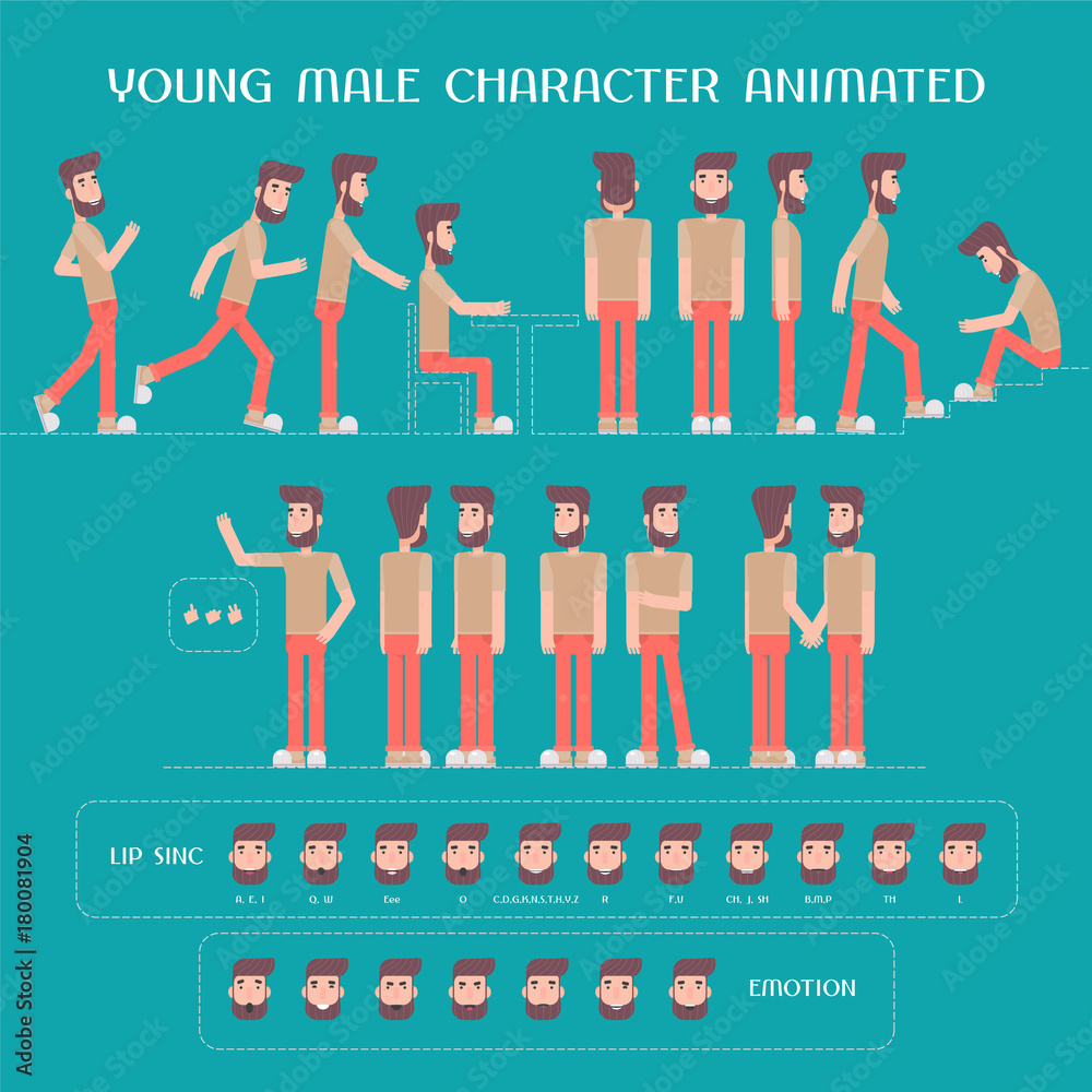 Cartoon male character animation vector set Stock Vector | Adobe Stock