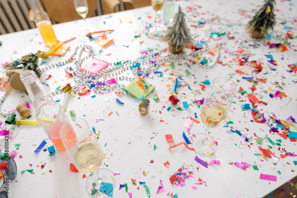 Meeting room table after office party Stock Photo | Adobe Stock