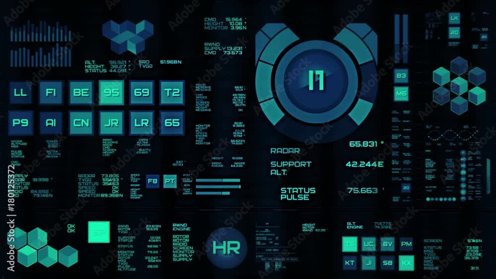 Glowing blue futuristic interface/Digital screen/Detailed abstract ...