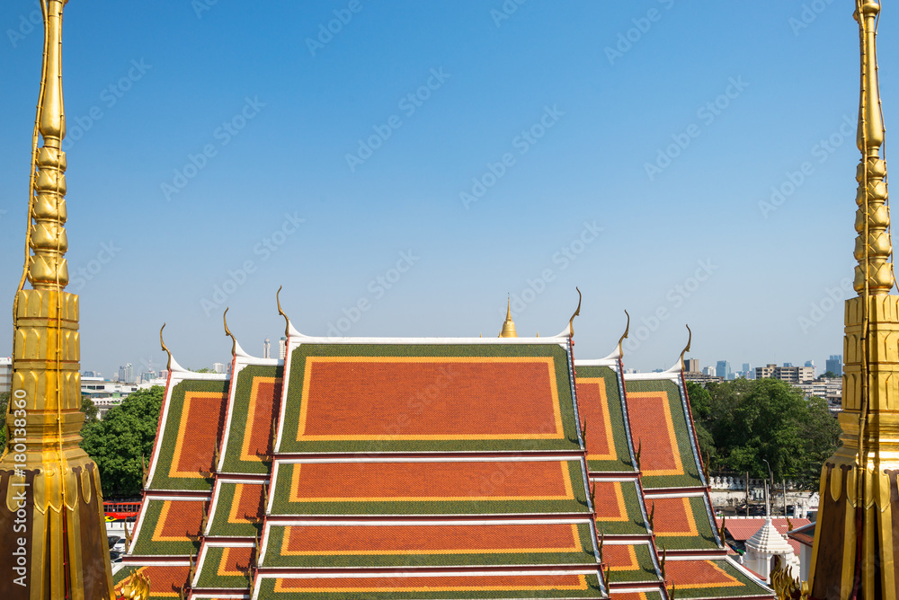 Bangkok, Thailand. Multiple roof tiers are important element of the ...
