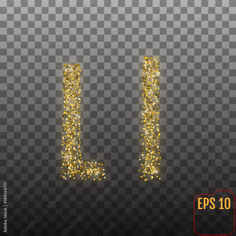 Vector Alphabet. Gold letter L on transparent background. Gold alphabet ...