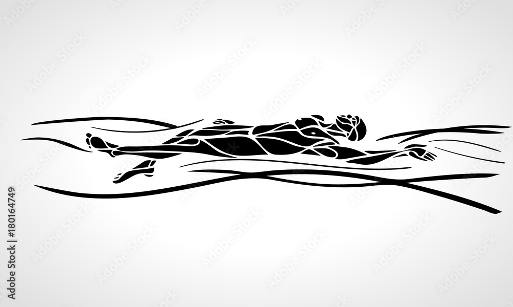 Swimmer Backstroke vector black silhouette Stock Vector | Adobe Stock
