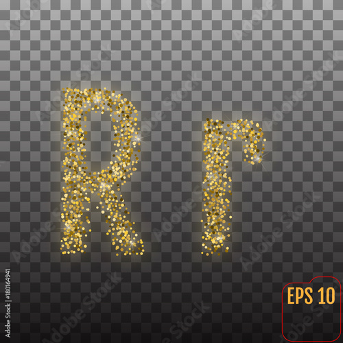 Vector Alphabet. Gold letter R on transparent background. Gold alphabet ...