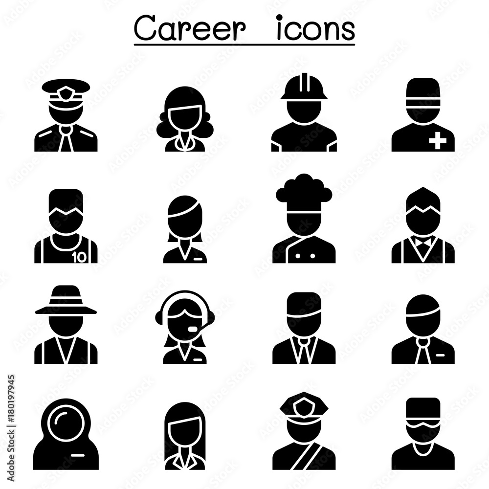 Vettoriale Stock Career, Occupation, Profession icon set | Adobe Stock Vettoriale Stock Career, Occupation, Profession icon set | Adobe Stock