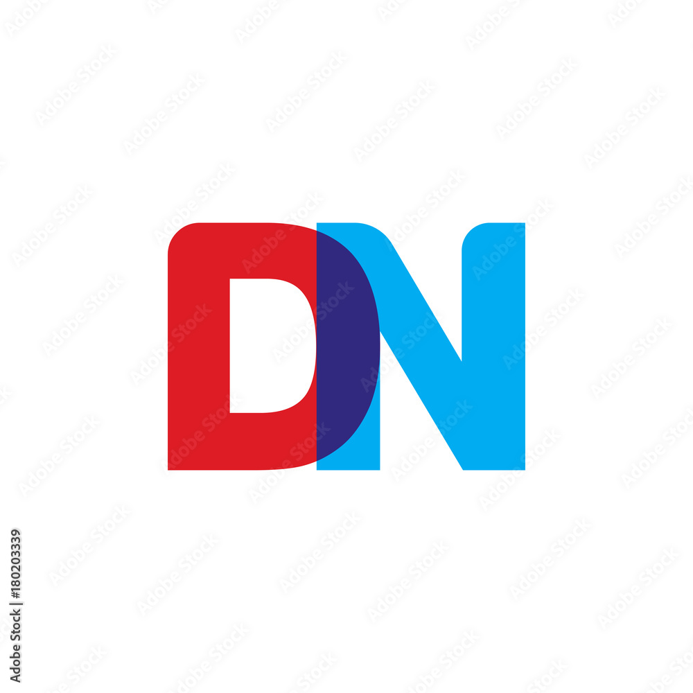 Initial letter DN, overlapping transparent uppercase logo, modern red ...