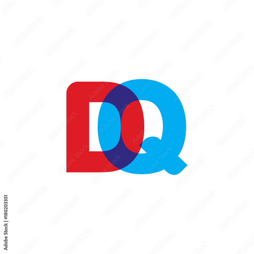 Initial letter DQ, overlapping transparent uppercase logo, modern red ...