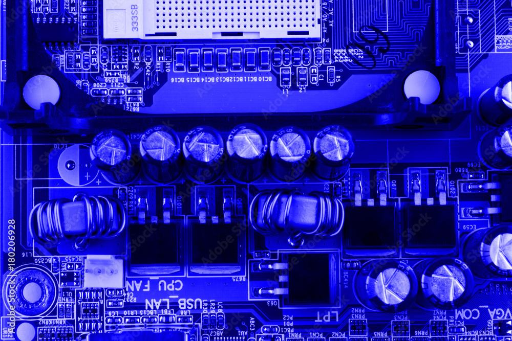 Resistors, capacitors and other electronic components of micro chip ...