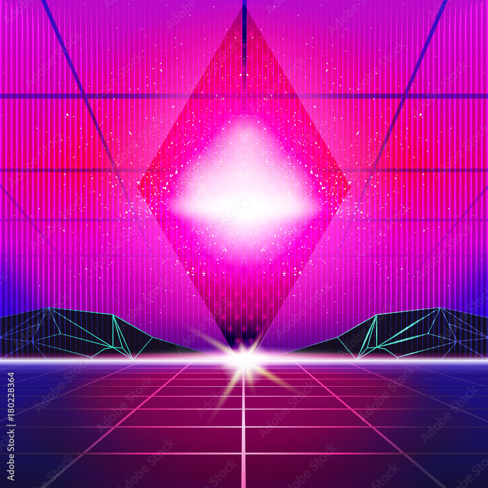 New Retro Wave Background. Synthwave Retro Design And Elements ...