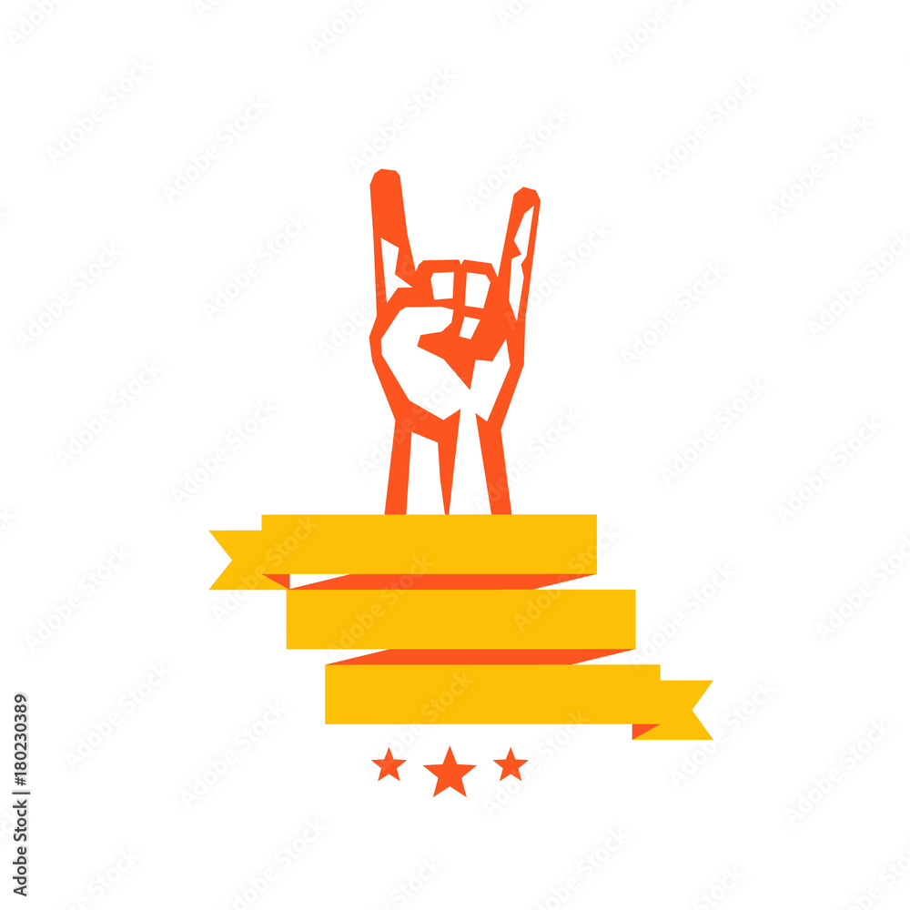 rock sign, hand-horn, vector symbol with popular rock-concert gesture ...