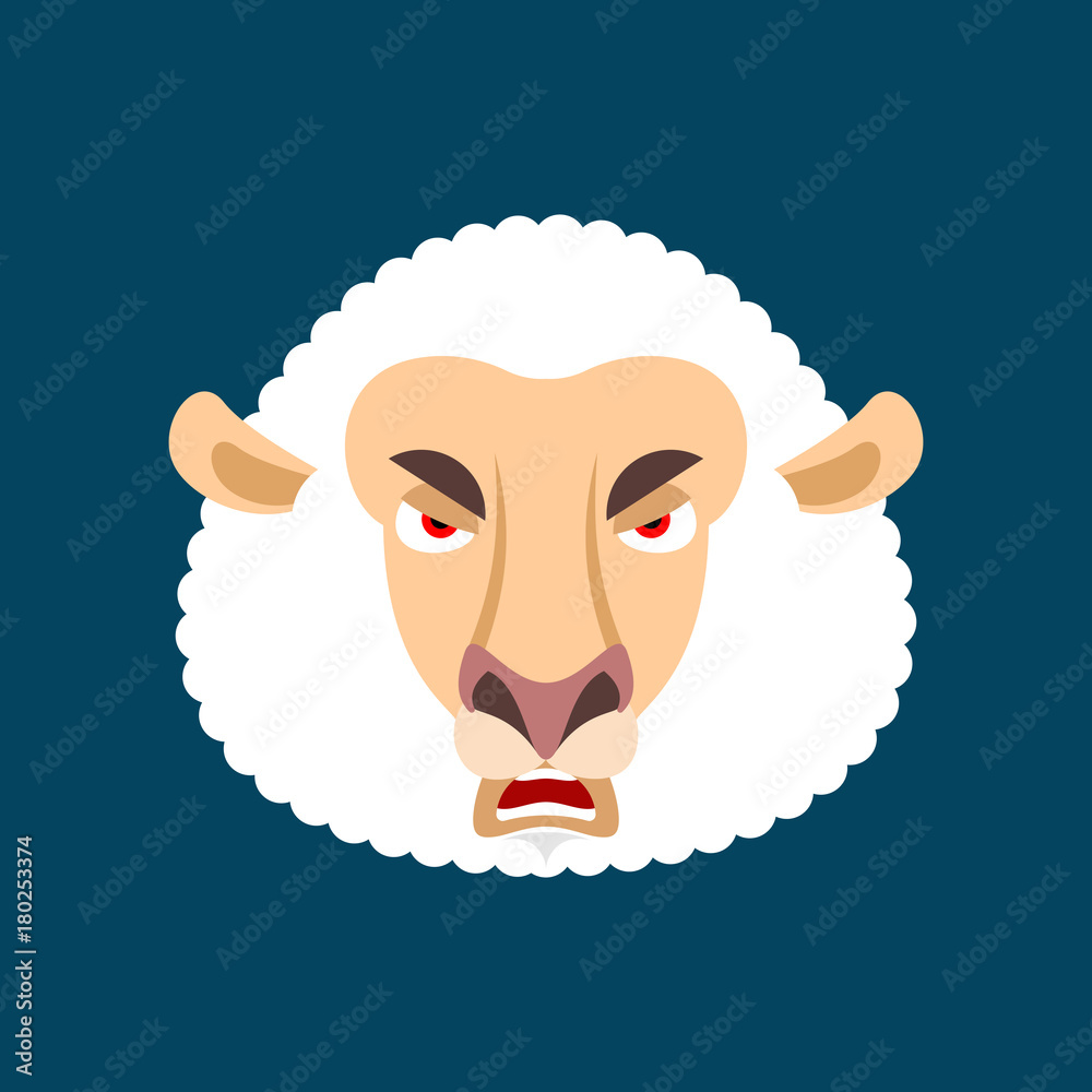 Sheep angry. Ewe evil emoji. Farm animal aggressive. Vector ...