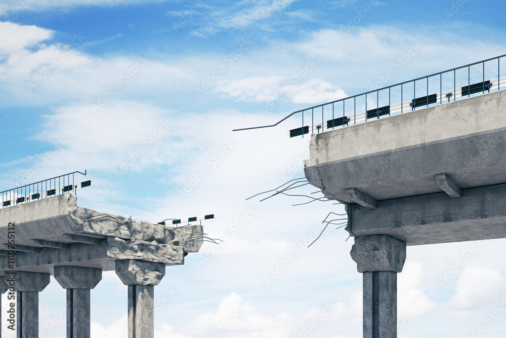 Broken bridge on sky background Stock Photo | Adobe Stock
