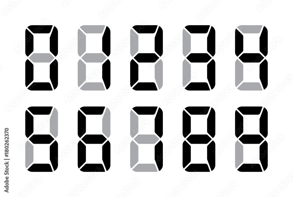 Digital Numbers For Lcd Electronic Screen. Vector Illustration Of ...