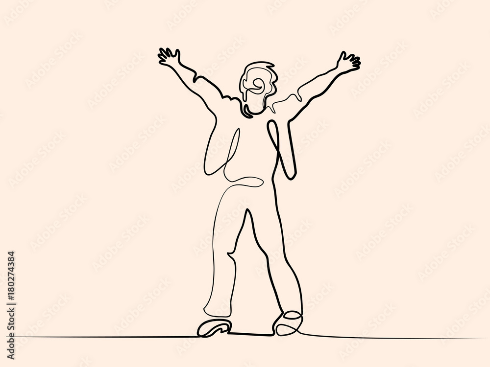 Continuous line drawing. Man screaming at the sky. Vector illustration ...
