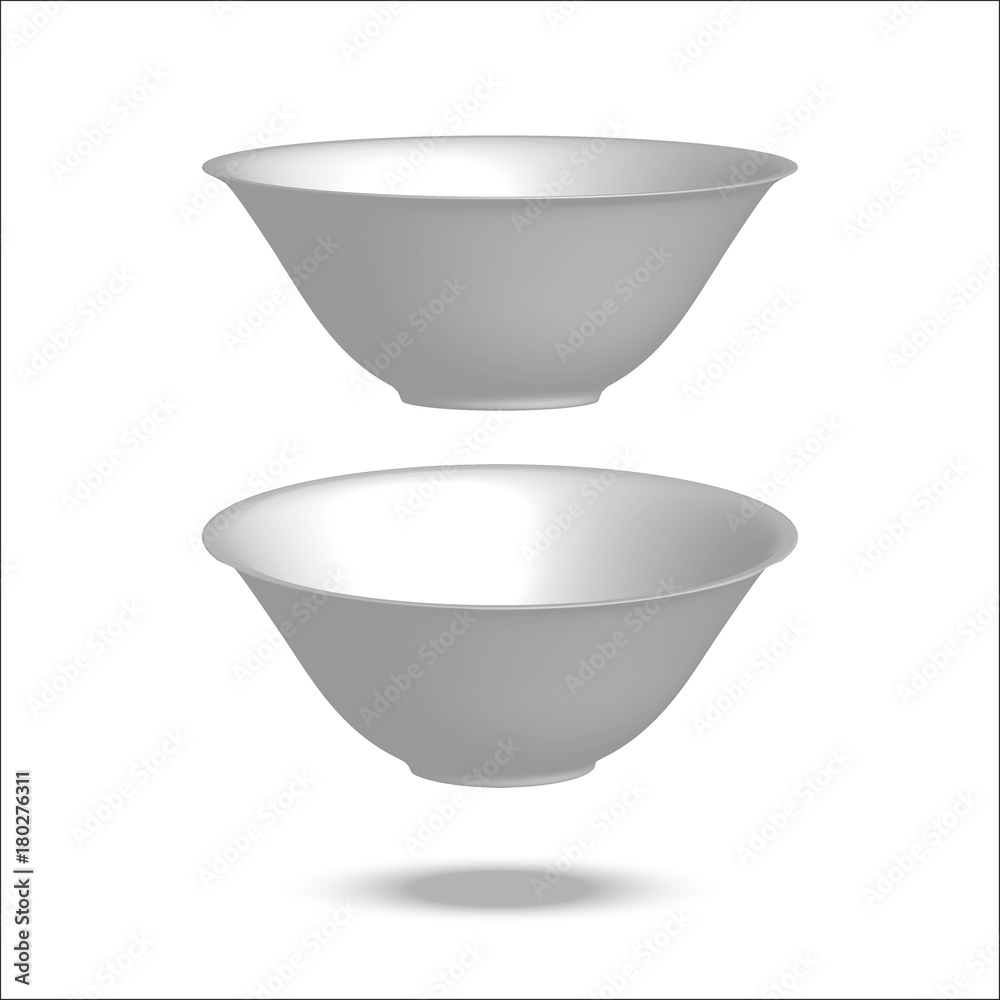 Realistic vector illustration plate. Empty bowl. Isolated on white ...