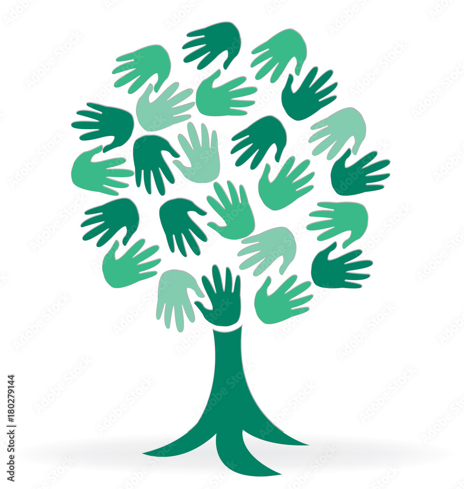 Logo tree hands business people Stock Vector | Adobe Stock