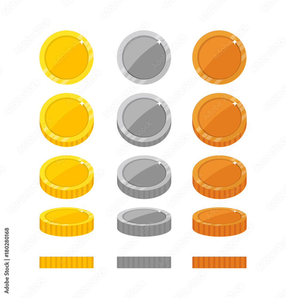 Flat cartoon coins rotation frames Stock Vector | Adobe Stock