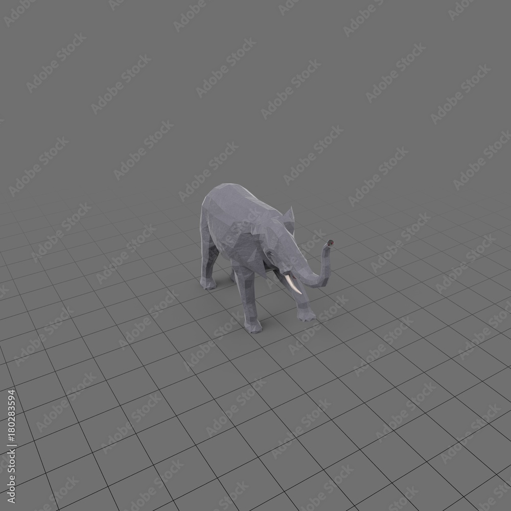 Stylized elephant with raised trunk Stock 3D asset | Adobe Stock