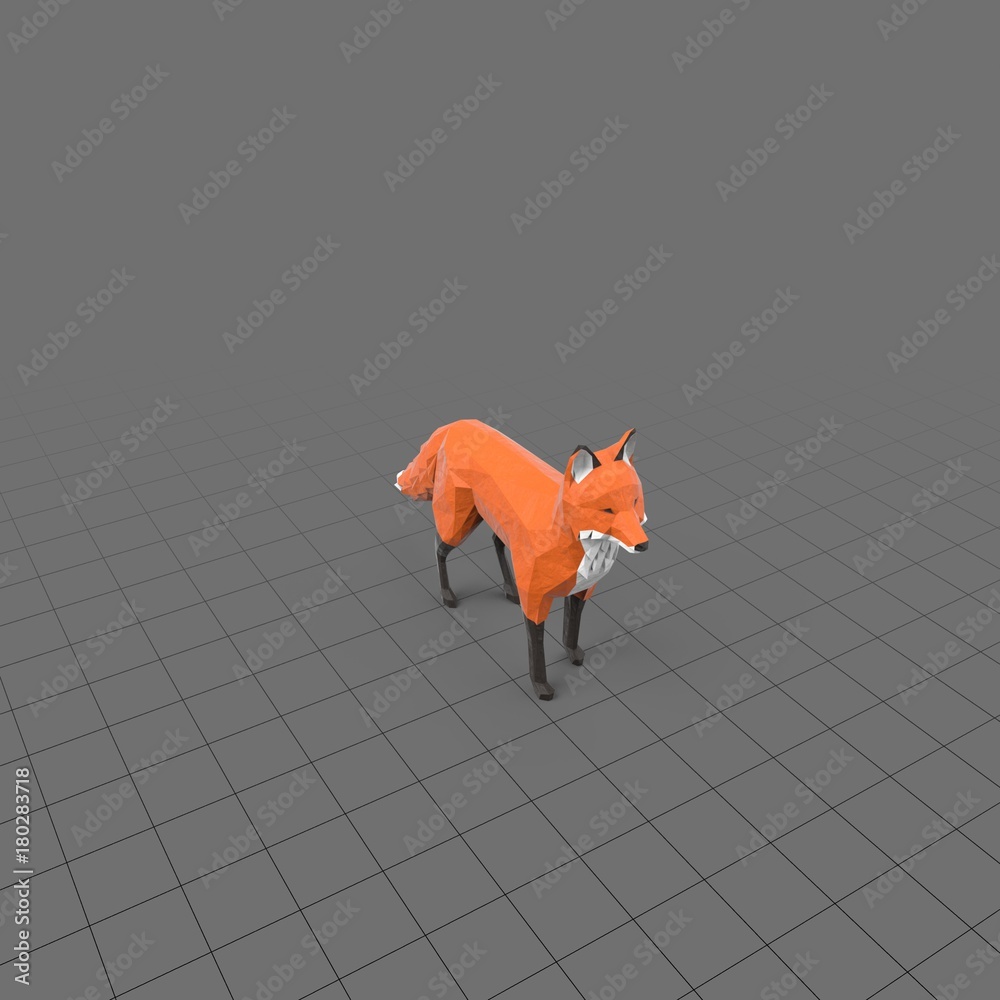 Stylized fox standing Stock 3D asset | Adobe Stock