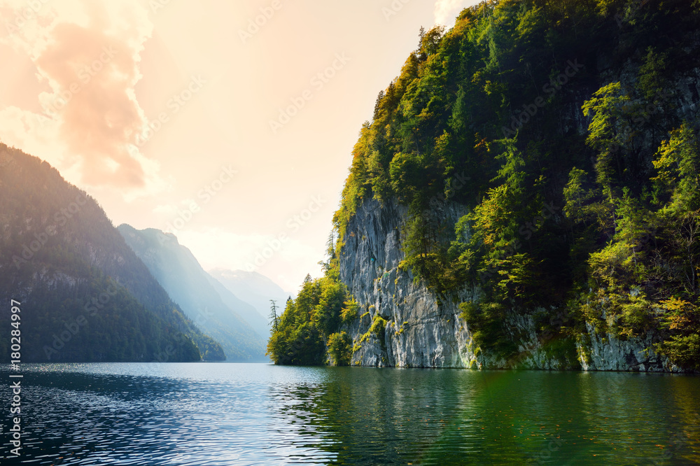 Stunning deep green waters of Konigssee, known as Germany's deepest and ...