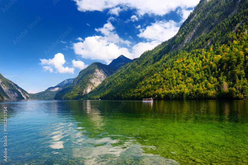 Stunning deep green waters of Konigssee, known as Germany's deepest and ...