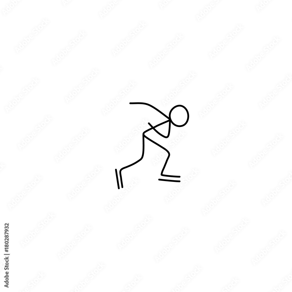 Stick figure skater sketch. Black and white drawing Stock Vector ...