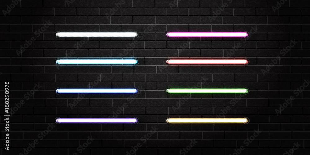 Vector set of realistic isolated neon sign tubes for decoration and ...