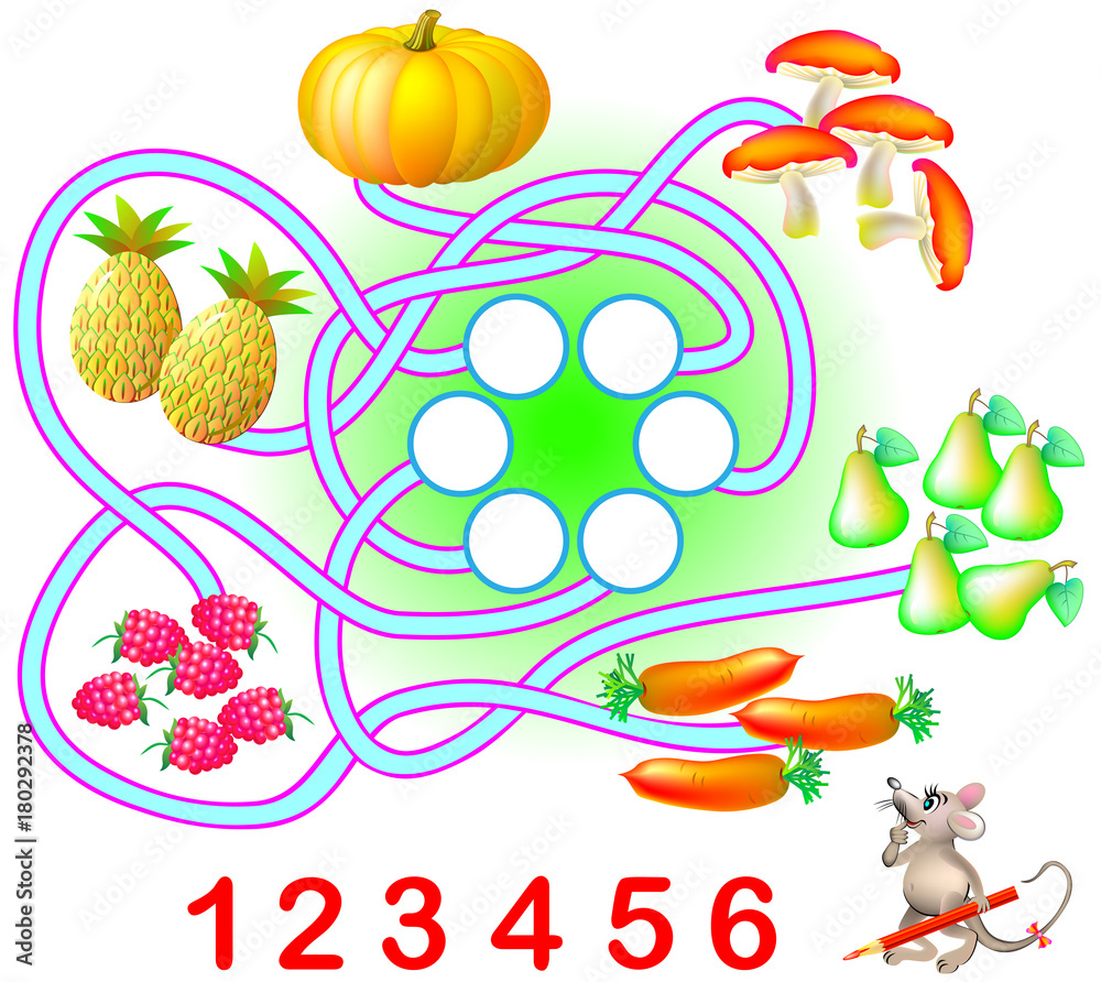 Logic exercise for young children. Need to count the quantity of each ...