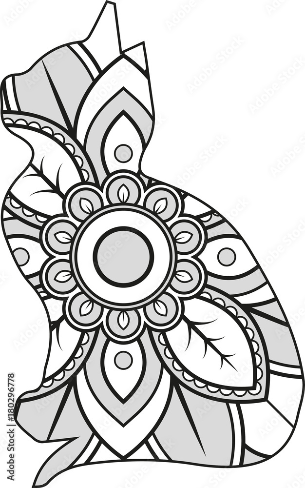 Vector illustration of a mandala cat silhouette Stock Vector | Adobe Stock