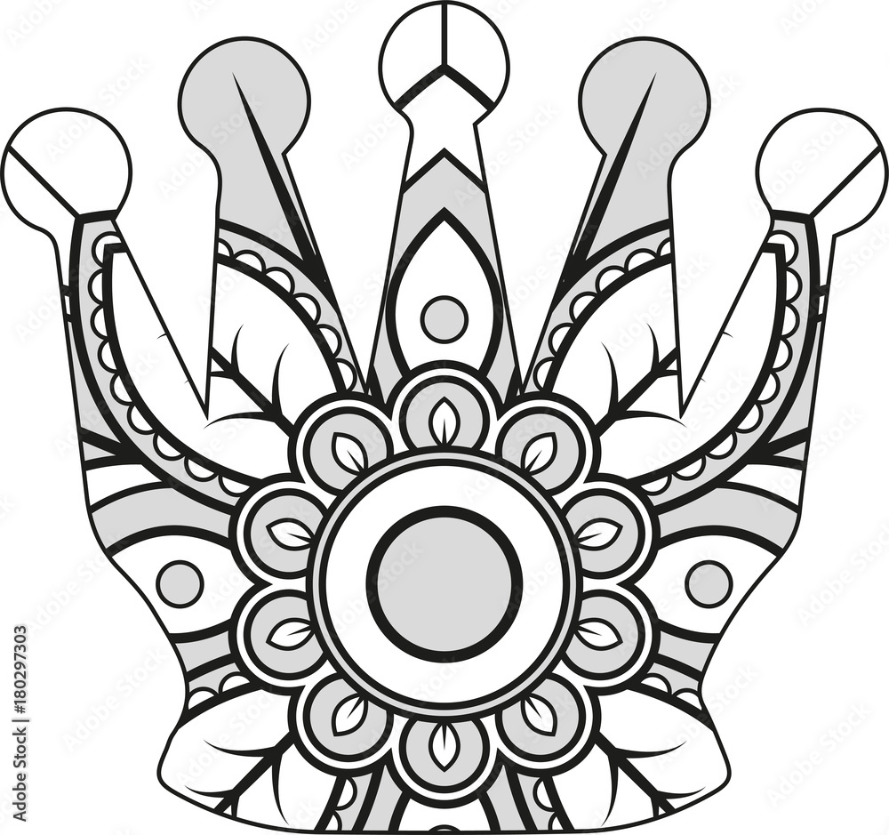 Vector illustration of a mandala crown silhouette Stock Vector | Adobe ...