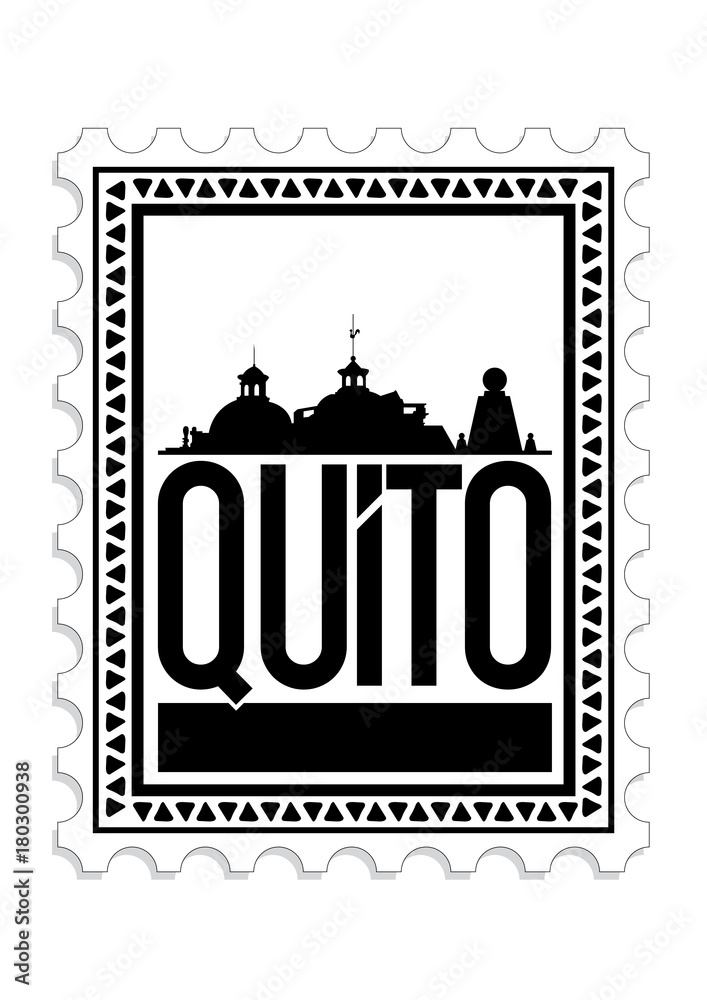 Design of the city of QUITO with silhouette of the city in the ...