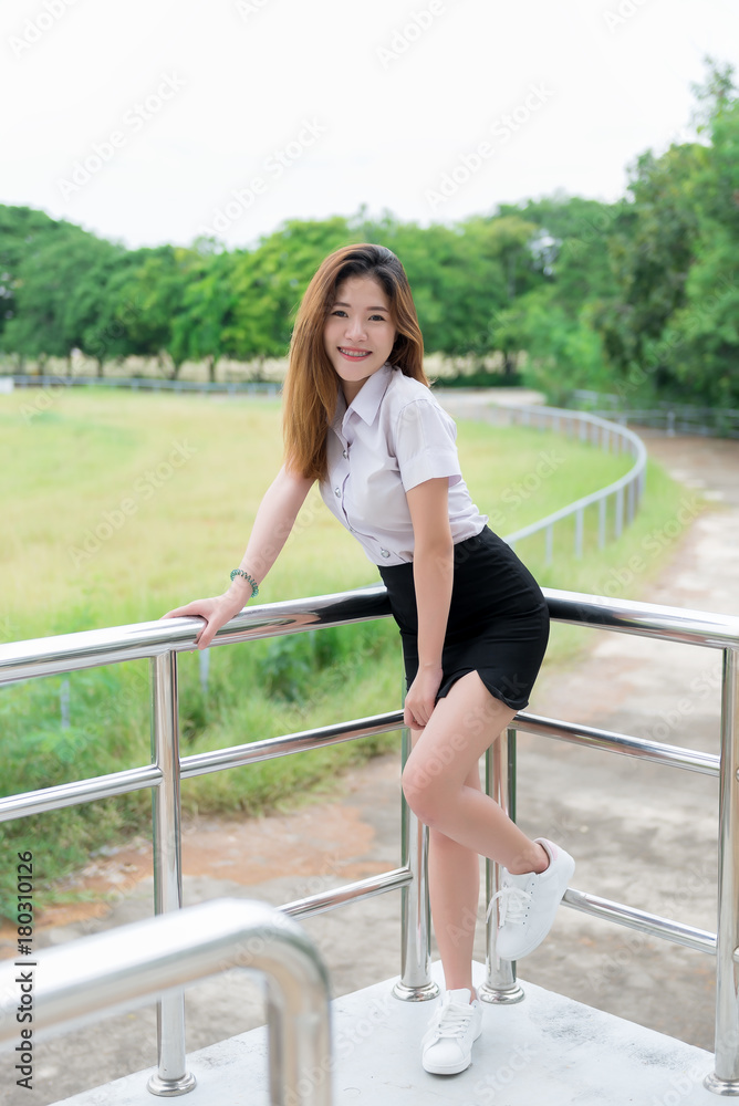 Portrait of Beautiful thai student,Cute asian girl outdoors,thailand ...