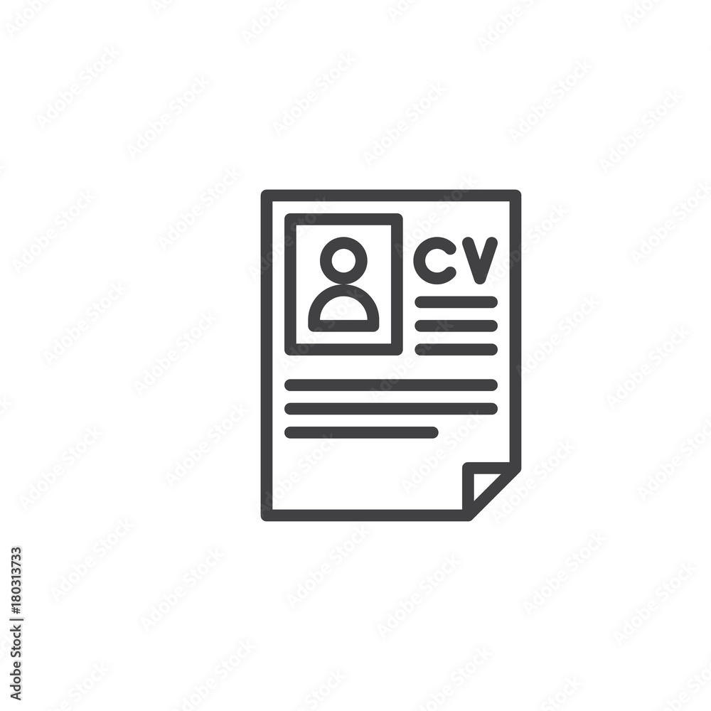 cv resume line icon, outline vector sign, linear style pictogram ...