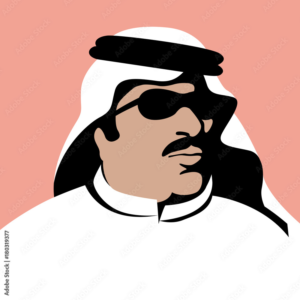 arab man in traditional muslim hat flat style Stock Vector | Adobe Stock